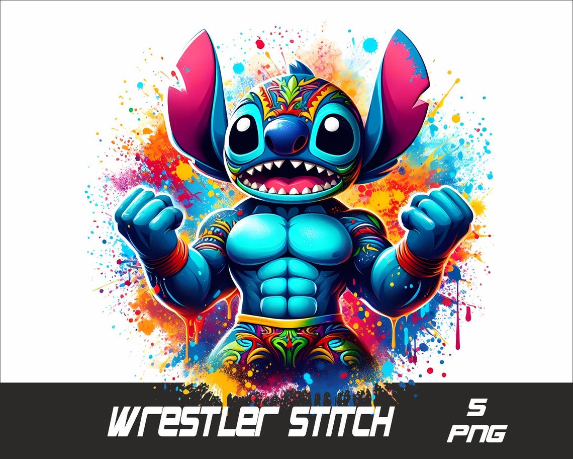 5 PNG Wrestler Stitch Png Stitch Splash and Watercolor Png Indian ...