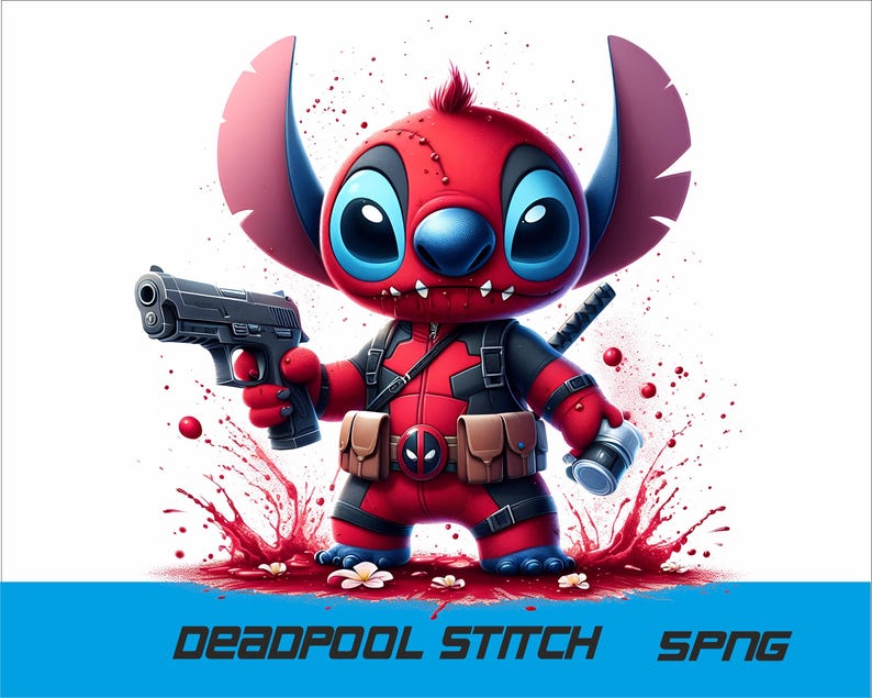 5 PNG Stitch Super Hero Png Stitch Splash and Watercolor Png Stitch ...