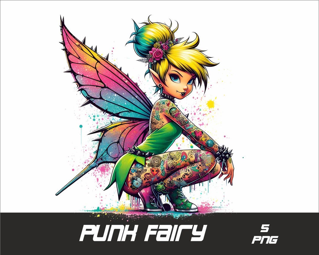 5 PNG Punk Fairy Tinker Png Rocker Fairy Splash and Watercolor Png Punk ...