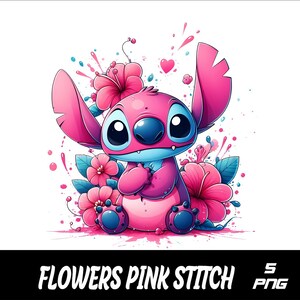 5 PNG Flowers Pink Stitch Png Stitch Splash and Watercolor Png Stitch ...
