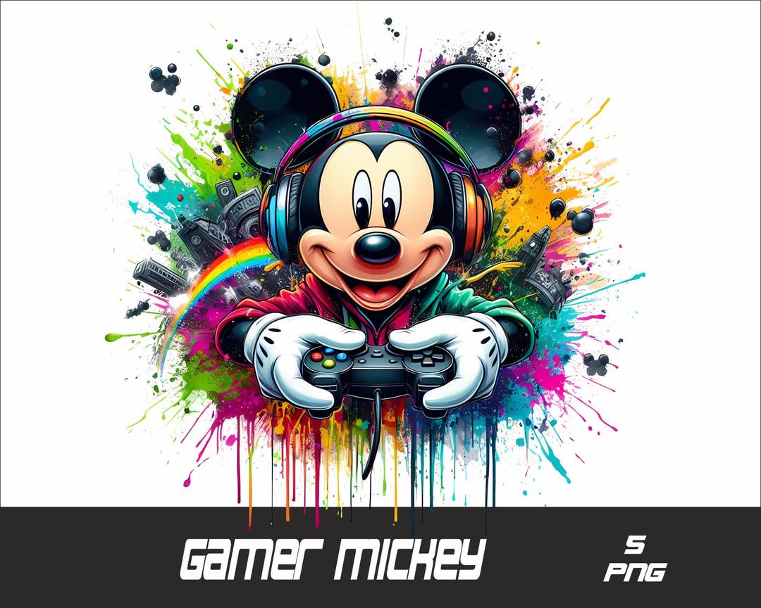 5 PNG Gamer Mickey Png Mouse Splash and Watercolor Png Mickey ...