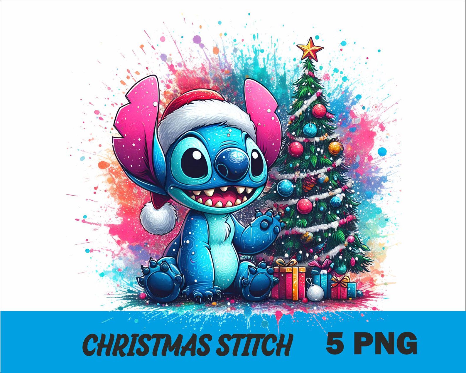 5 PNG Christmas Stitch Png Stitch Splash and Watercolor Png Christmas ...