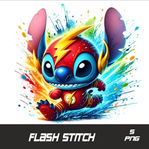5 PNG Stitch Super Hero Png Flash Stitch Splash and Watercolor Png ...