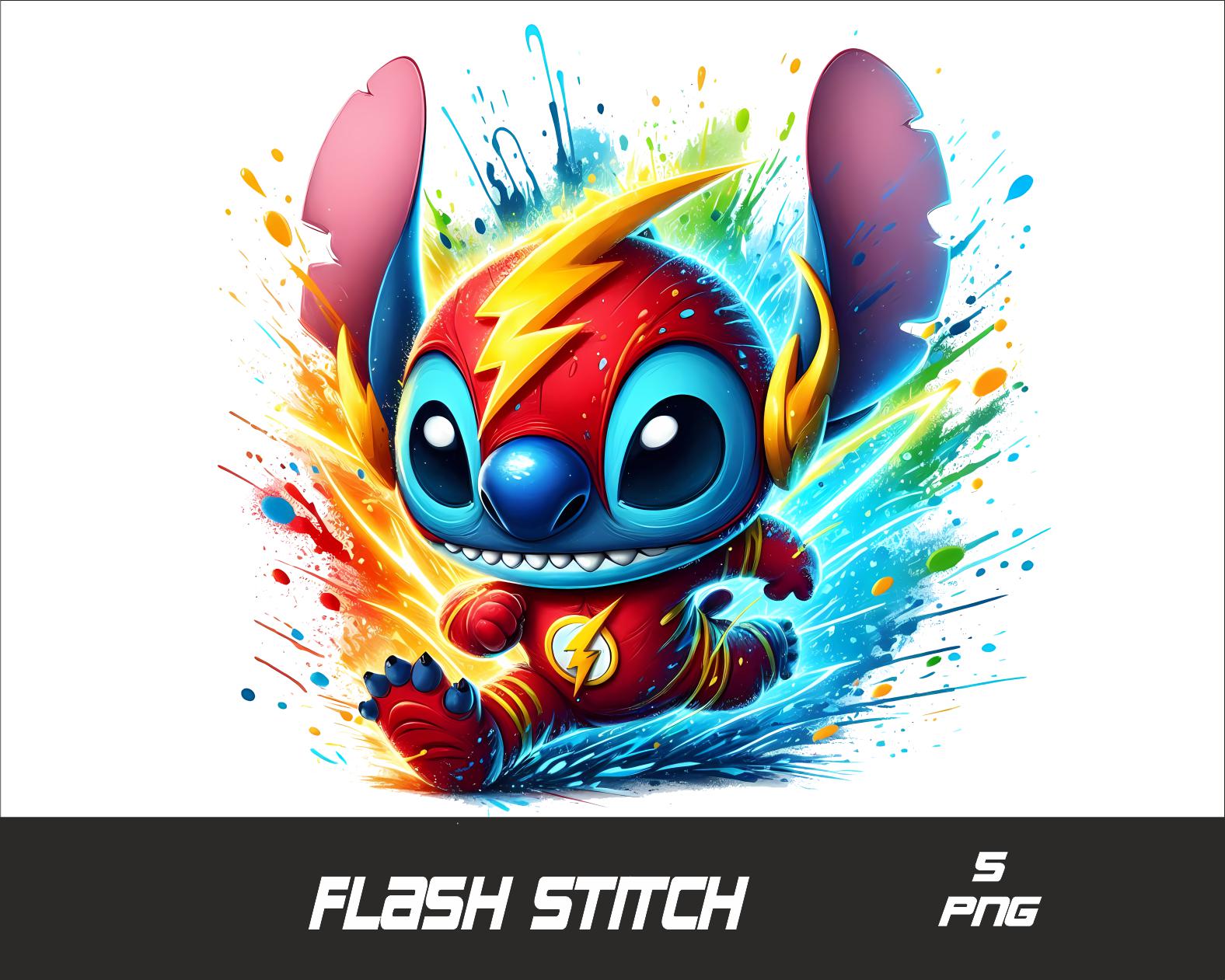 5 PNG Stitch Super Hero Png Flash Stitch Splash and Watercolor Png ...
