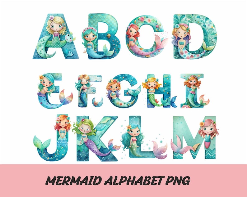 Mermaid Alphabet Png Font Party Letters Mermaid Font Mermaid Party Girl ...