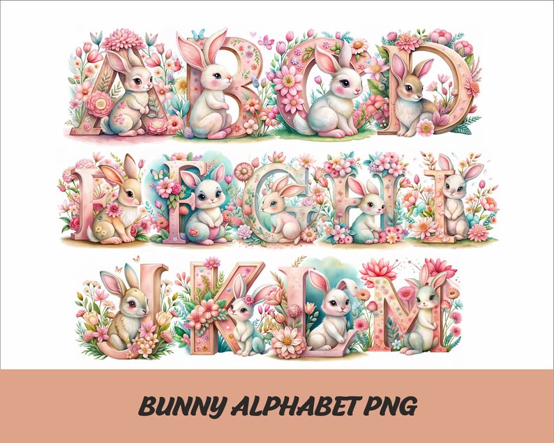 Cute Bunny Alphabet Png Font Baby Bunny Letters Png Font Cute Bunny ...