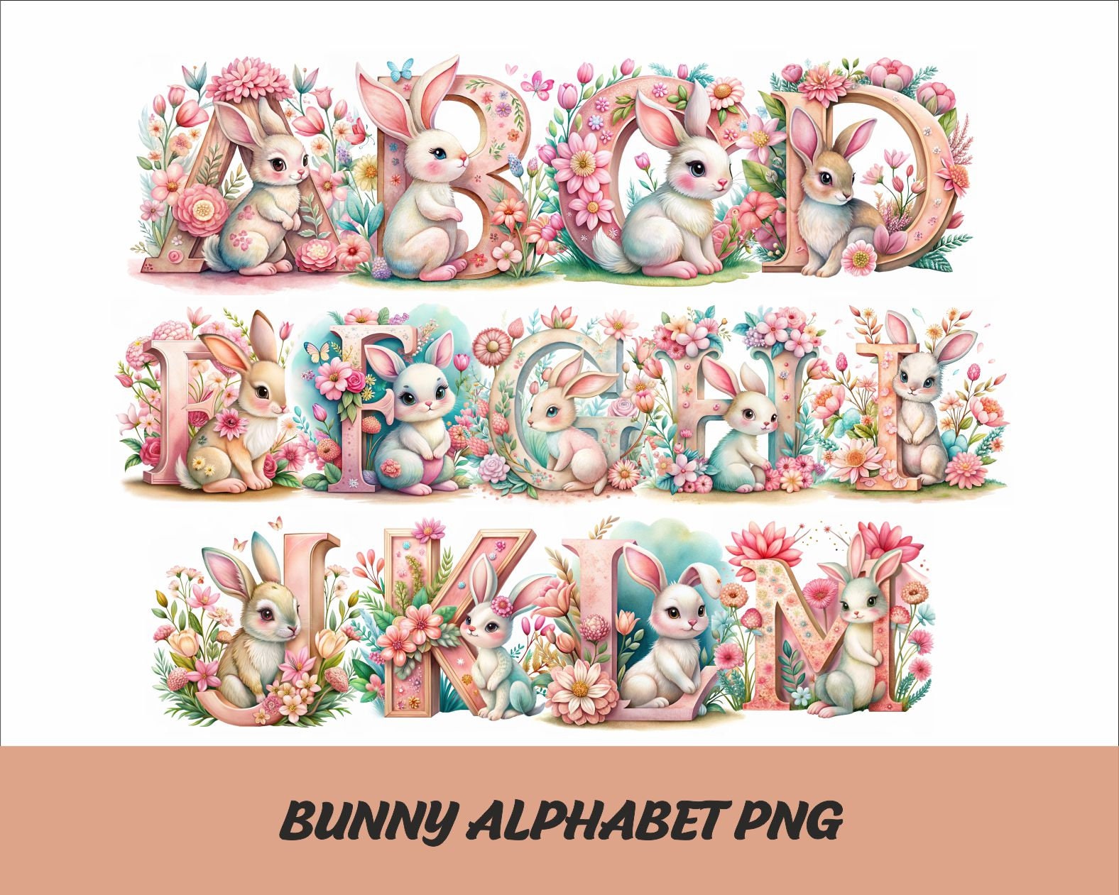 Cute Bunny Alphabet Png Font Baby Bunny Letters Png Font Cute Bunny ...