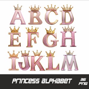 Princess Alphabet Png Font Party Letters Png Glitter Princess Font Pink ...
