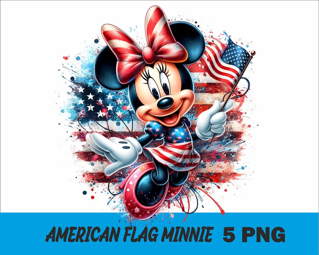 5 PNG American Flag Minnie Png American Mouse Splash and Watercolor Png ...