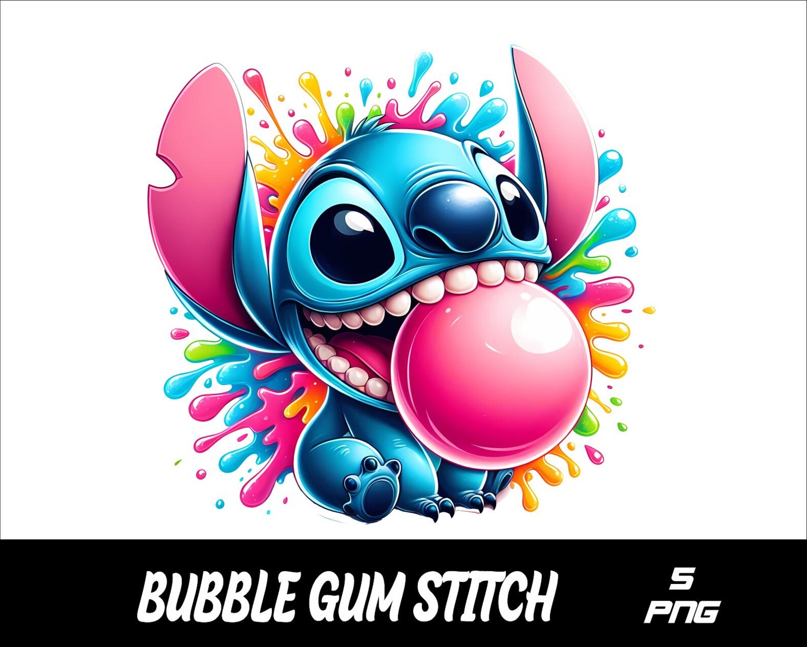 5 PNG Bubble Gum Stitch Png Stitch Splash and Watercolor Png Stitch ...