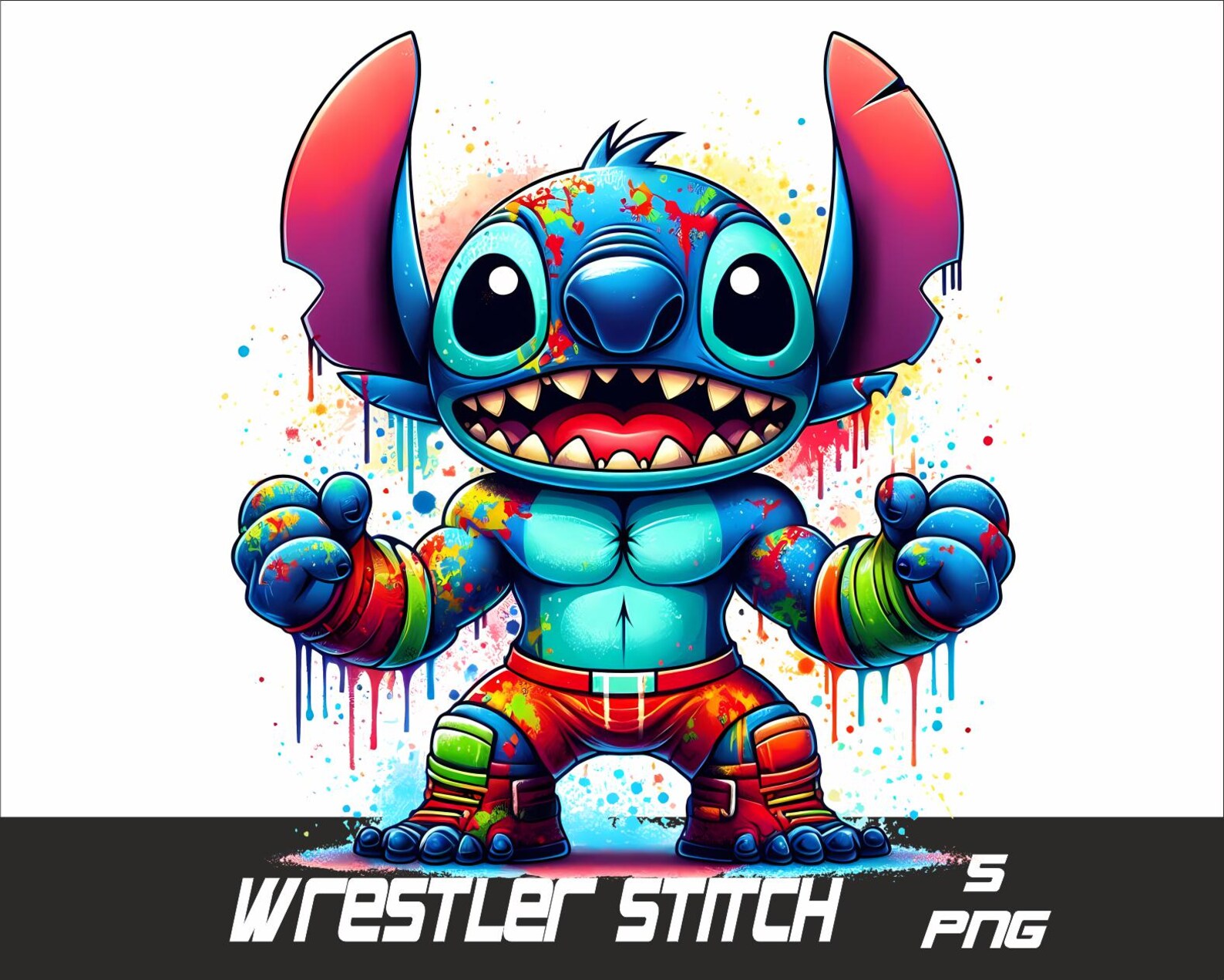 5 PNG Wrestler Stitch Png Stitch Splash and Watercolor Png Indian ...