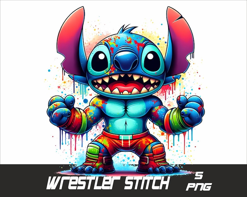 5 PNG Wrestler Stitch Png Stitch Splash and Watercolor Png Indian ...