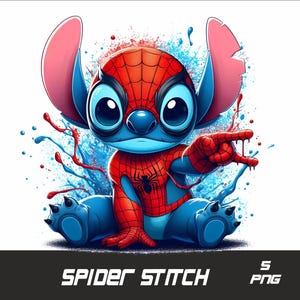5 PNG Stitch Spider Hero Png Stitch Splash and Watercolor Png Stitch ...