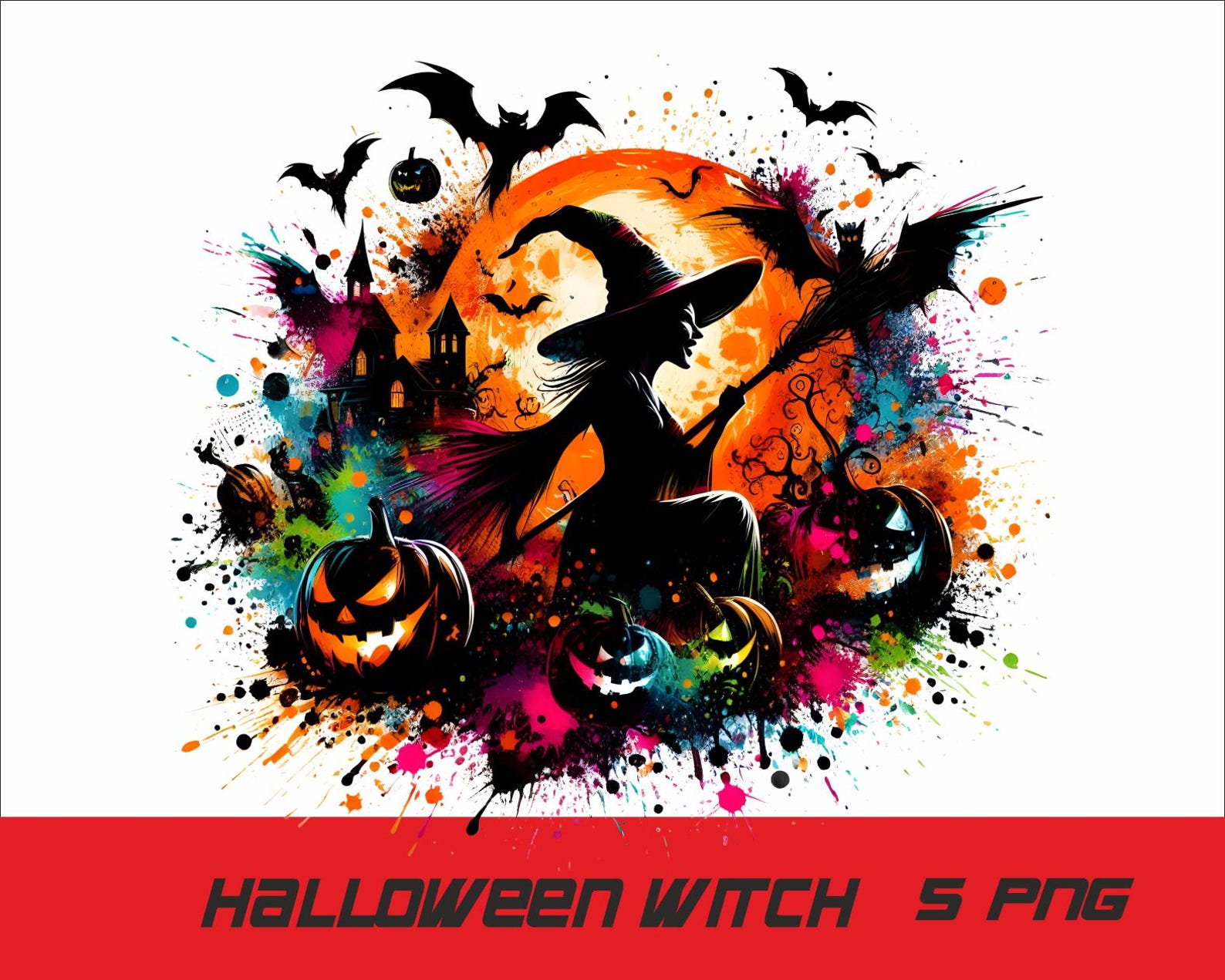 5 PNG Halloween Witch Png Halloween Splash and Watercolor Png Witch ...