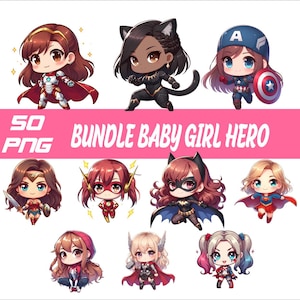 50 PNG Bundle Baby Superhero Girl Png Superhero Splash and Watercolor ...