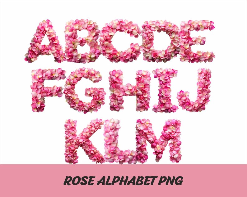 Pink Rose Flowers Alphabet Png Font Wedding Letters Rose Flowers Font ...