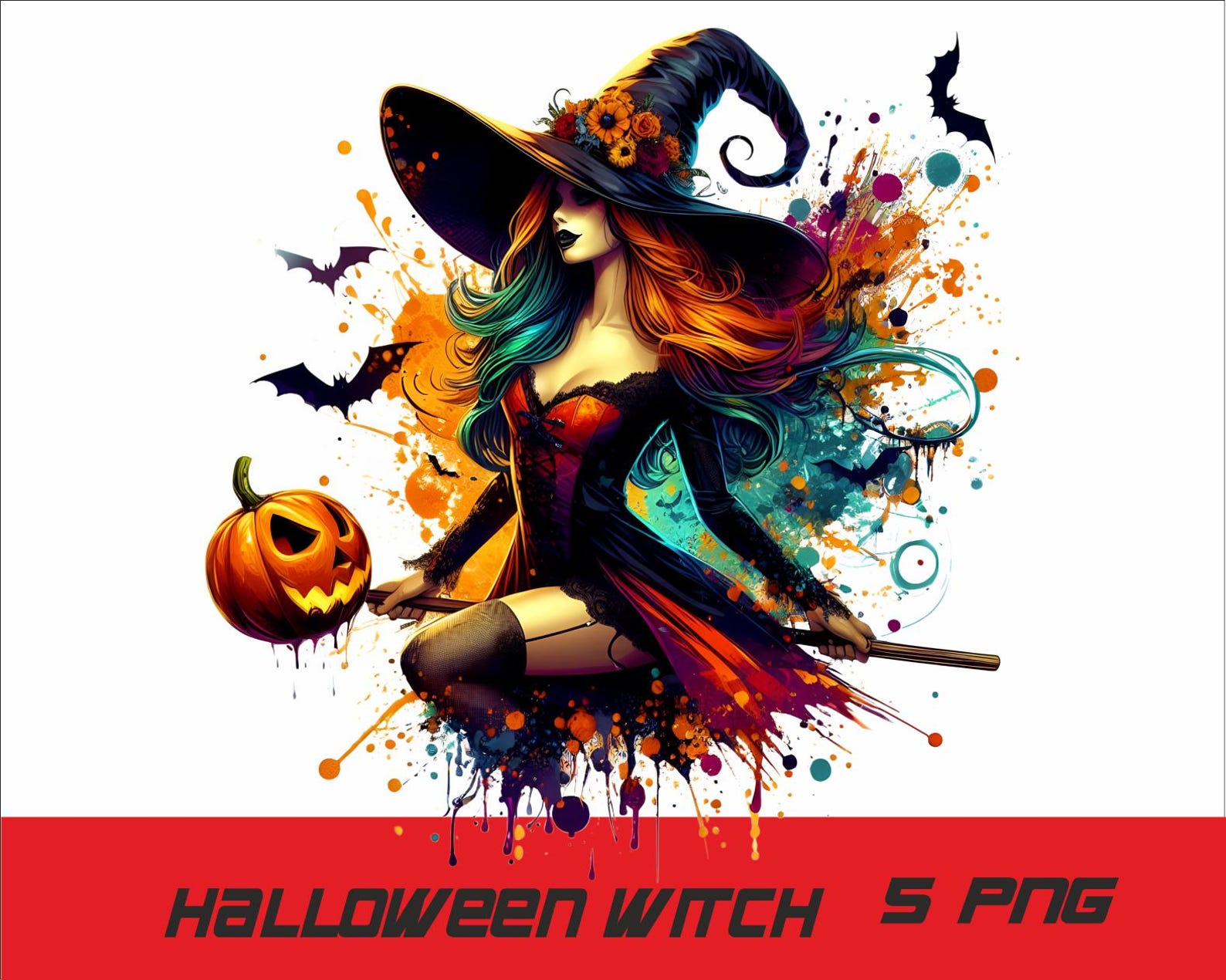 5 PNG Halloween Witch Png Halloween Splash and Watercolor Png Witch ...