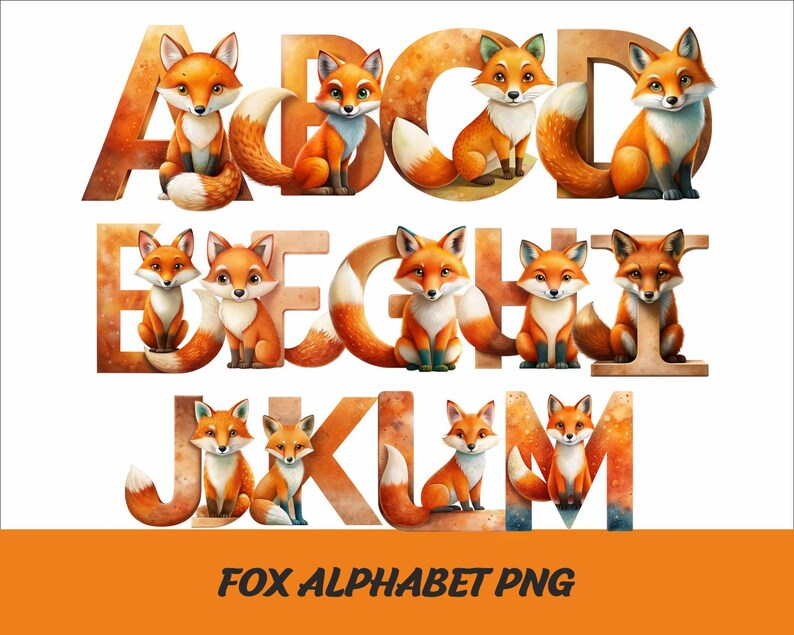 Fox Alphabet Png Font Party Letters Fox Font Baby Fox Party Alphabet ...