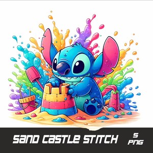 5 PNG Sand Castle Stitch Png Stitch Splash and Watercolor Png Beach ...