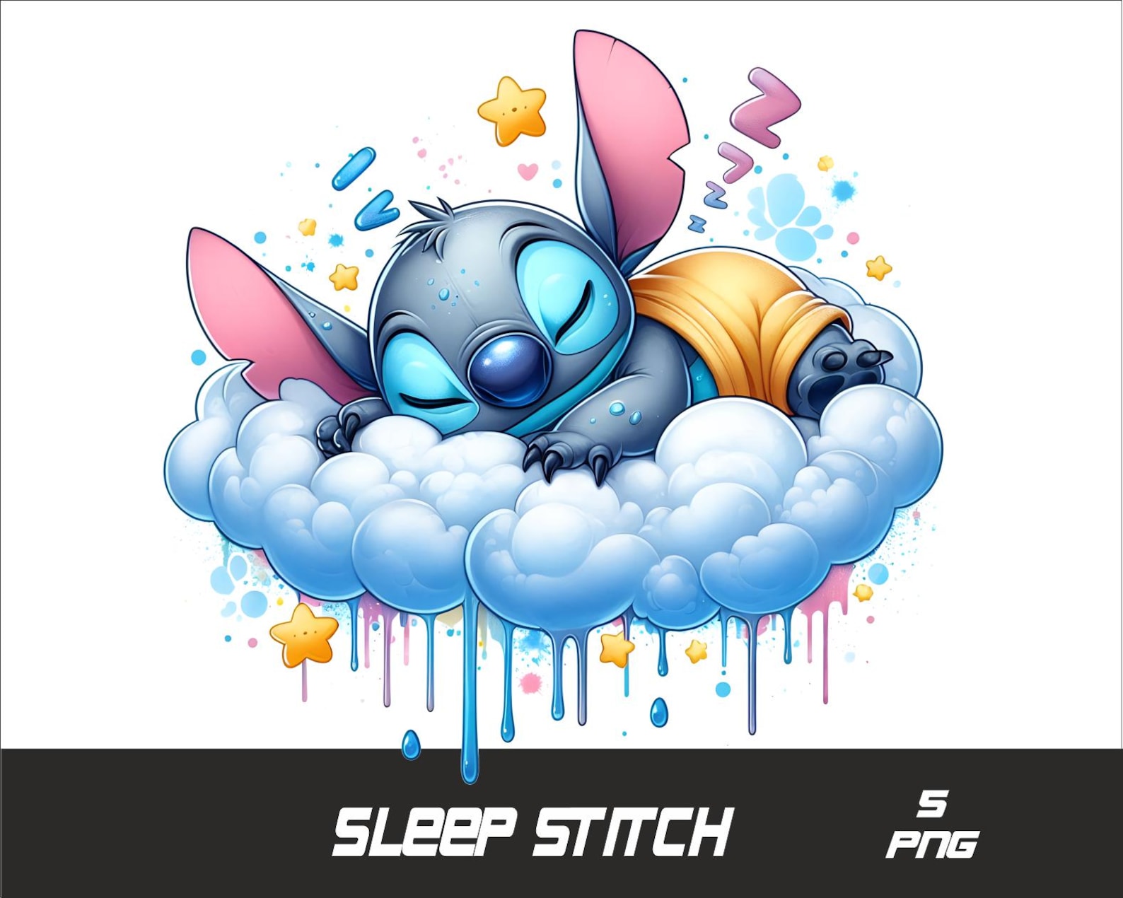 5 PNG Cloude Sleep Stitch Png Stitch Splash and Watercolor Png Sleep ...