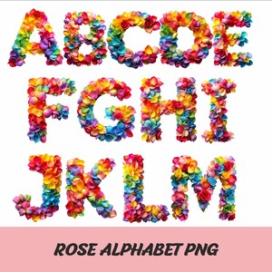 Colourful Rose Flowers Alphabet Png Font Wedding Letters Rose Flowers ...