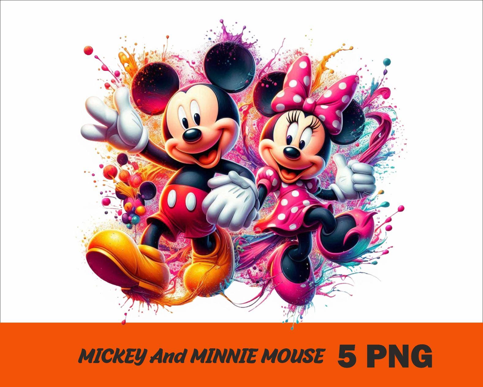 5 PNG Mickey and Minnie Png Lover Mouse Splash and Watercolor Png ...