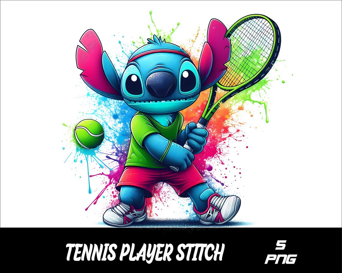 5 PNG Tennis Player Stitch Png Stitch Splash and Watercolor Png Stitch ...