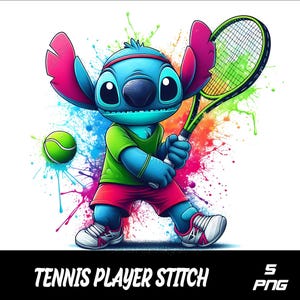 5 PNG Tennis Player Stitch Png Stitch Splash and Watercolor Png Stitch ...