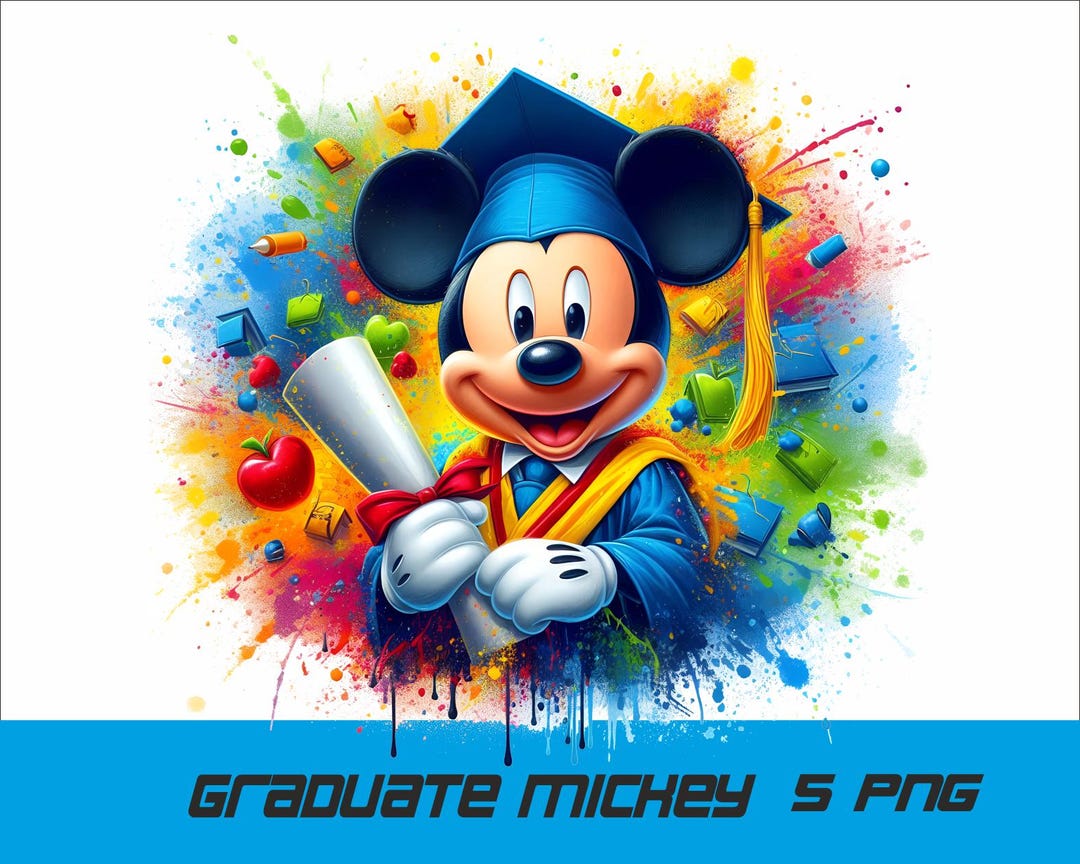 5 PNG Graduate Mickey Png Mouse Splash and Watercolor Png Mickey ...