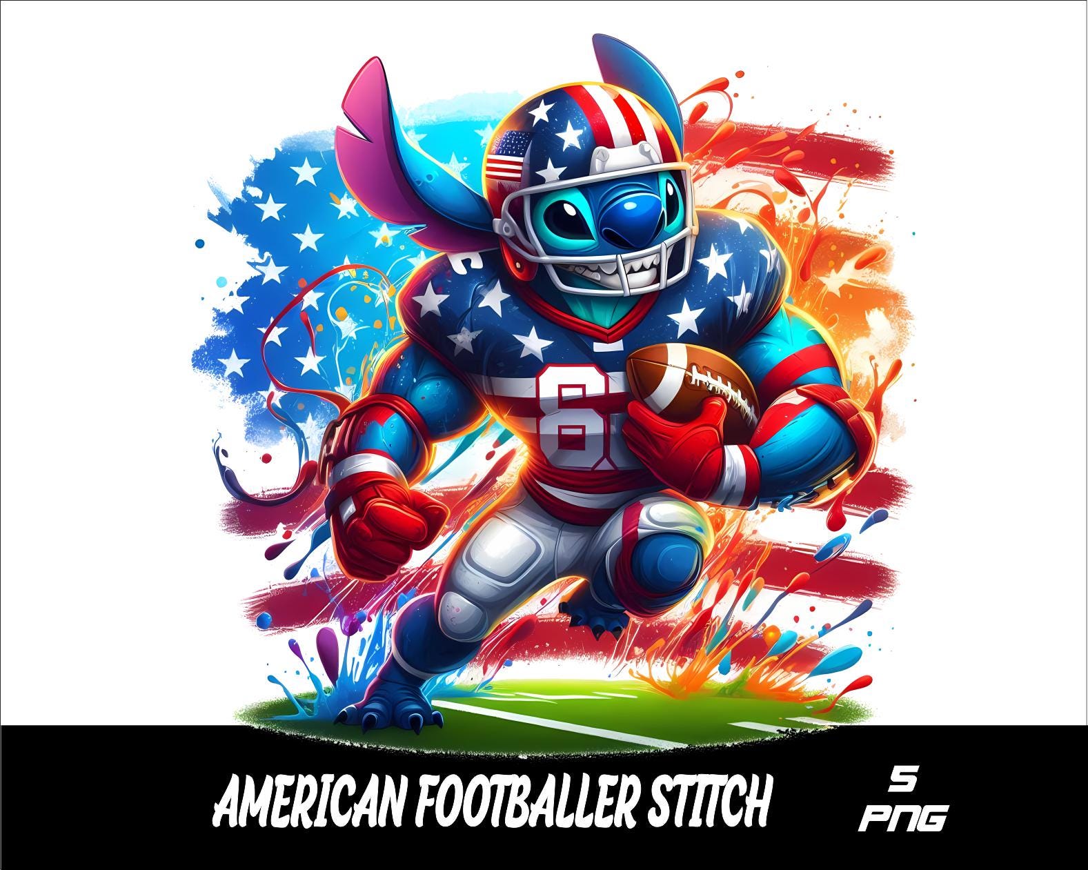 5 PNG American Footballer Stitch Png Stitch Splash and Watercolor Png ...