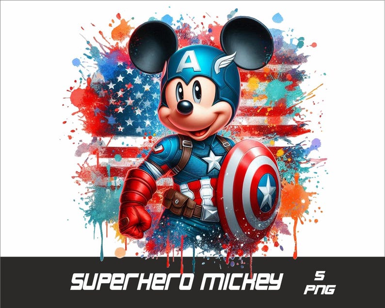 5 PNG Superhero Mickey Png Captain Mouse Splash and Watercolor Png ...
