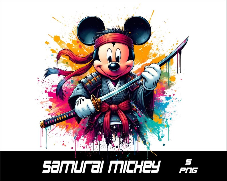 5 PNG Samurai Mickey Png Mouse Splash and Watercolor Png Mickey ...