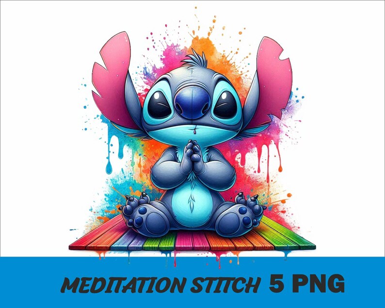 5 PNG Meditation Stitch Png Stitch Splash and Watercolor Png Stitch ...