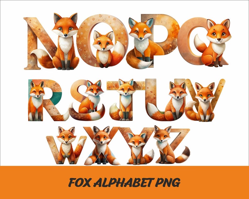 Fox Alphabet Png Font Party Letters Fox Font Baby Fox Party Alphabet ...