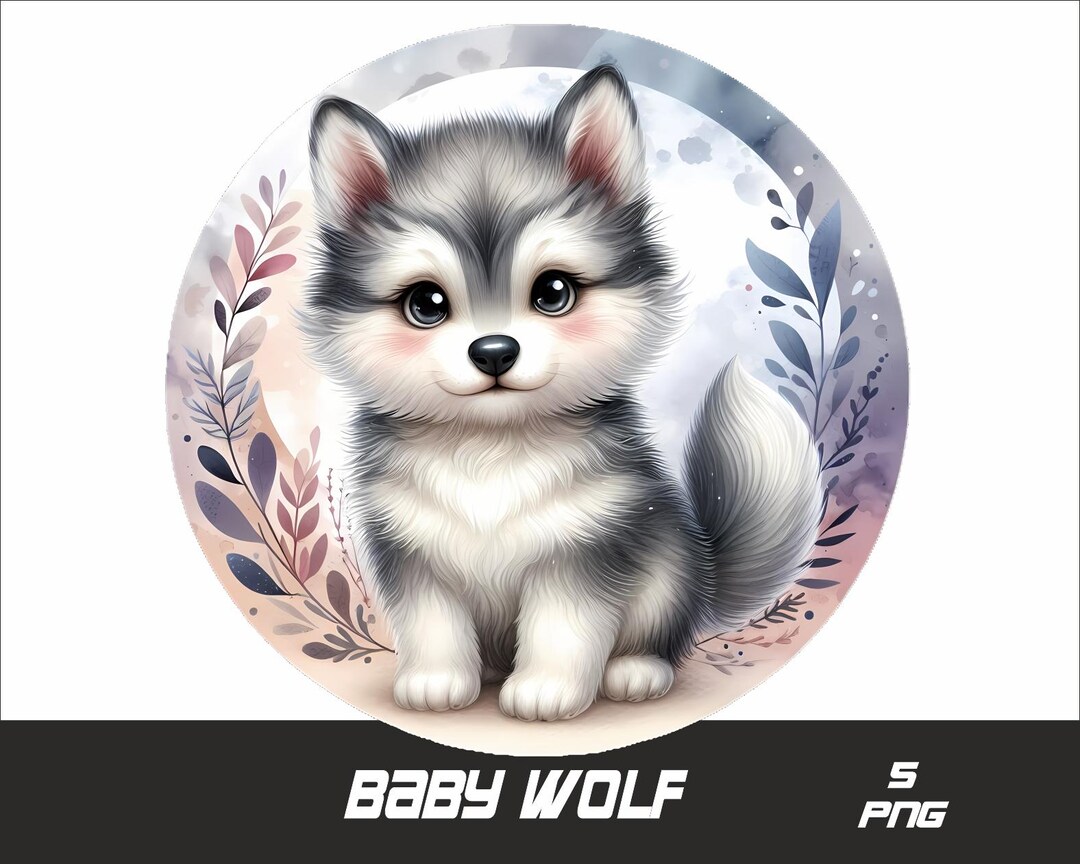 5 PNG Baby Wolf Png Splash and Watercolor Png Baby Animal Transparent ...
