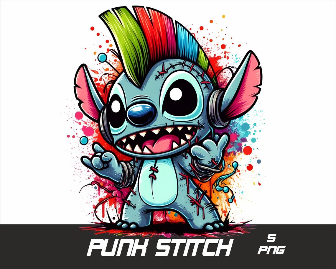 5 PNG Punk Stitch Png Stitch Splash and Watercolor Png Rocker Stitch ...