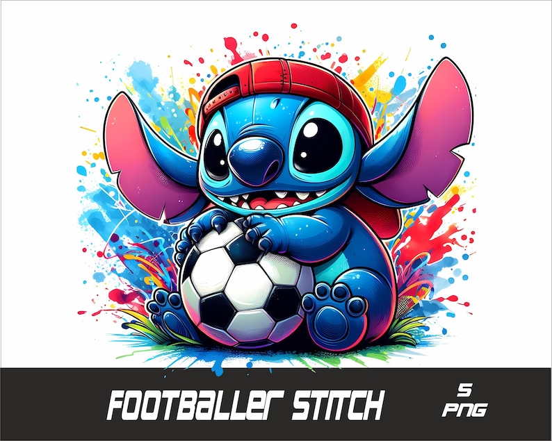5 PNG Footballer Stitch Png Stitch Splash and Watercolor Png Stitch ...
