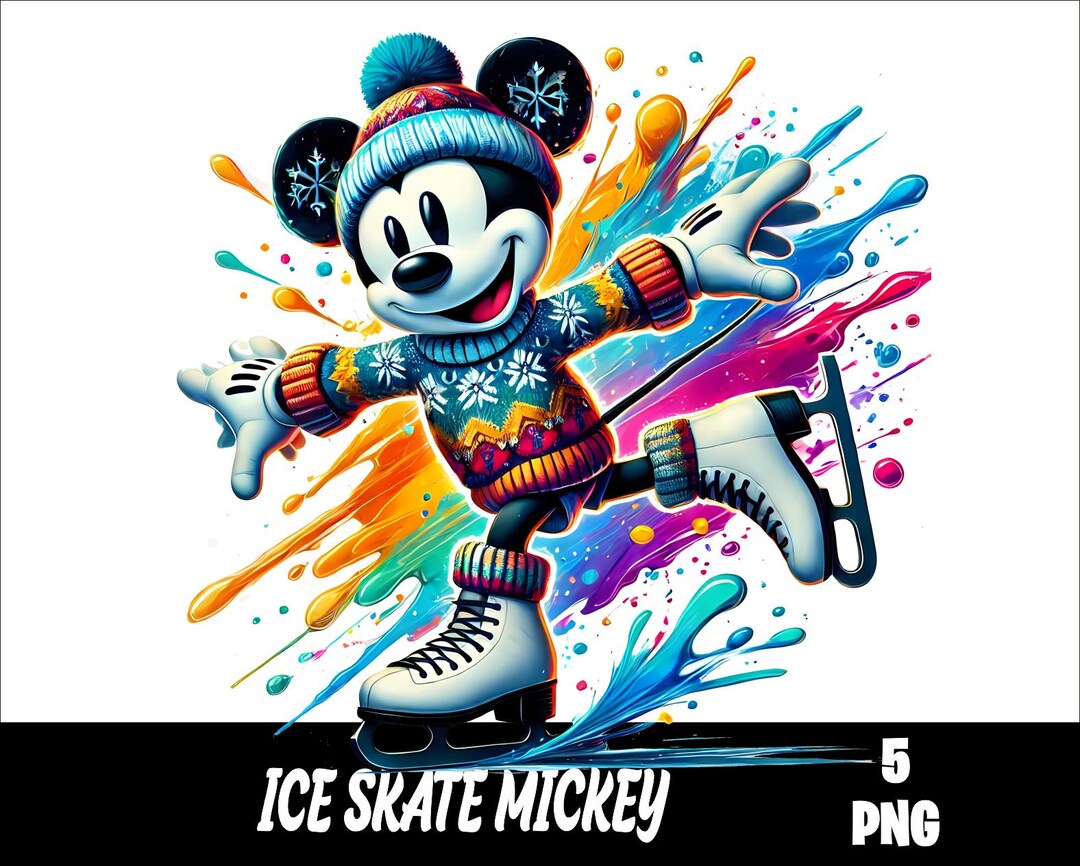 5 PNG Ice Skater Mickey Png Mouse Splash and Watercolor Png Mickey ...