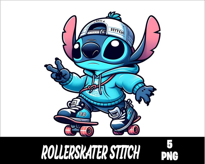 5 PNG Rollerskate Stitch Png Stitch Splash and Watercolor Png Stitch ...