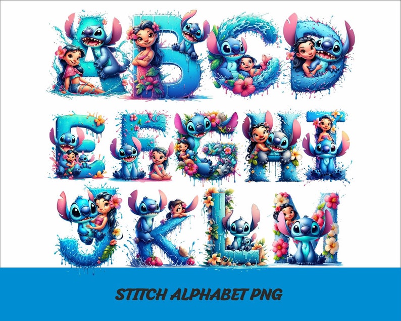 Lilo and Stitch Alphabet Png Font Stitch and Lilo Letters Png Stitch ...