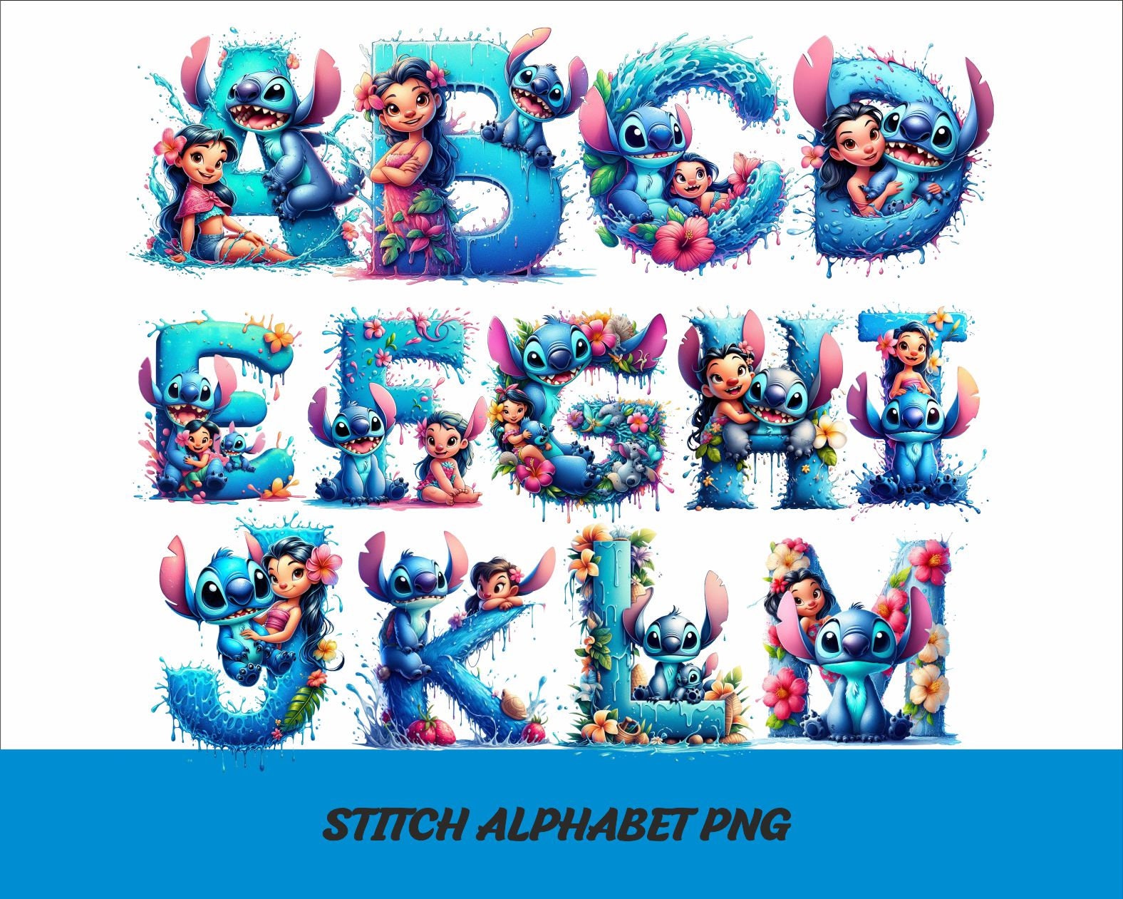 Lilo and Stitch Alphabet Png Font Stitch and Lilo Letters Png Stitch ...