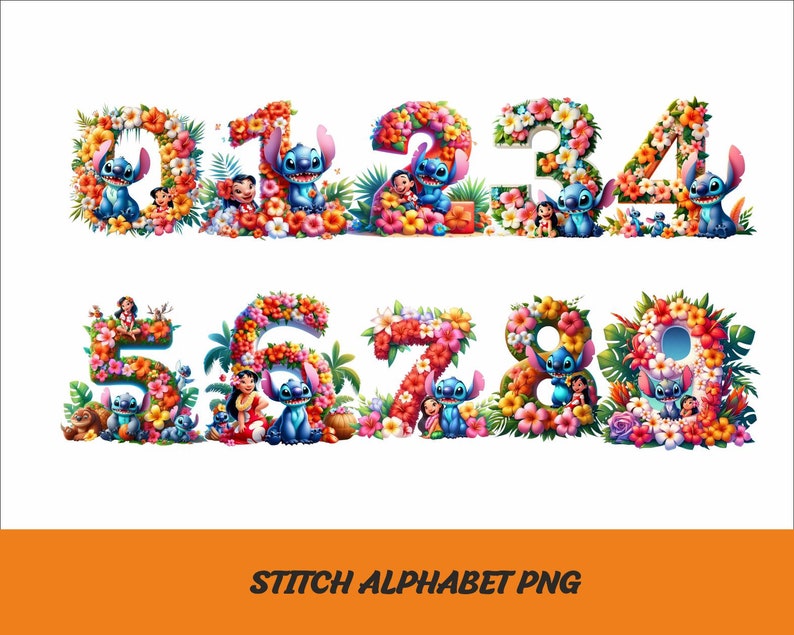 Stitch Flowers Alphabet Png Font Stitch and Lilo Letters Png Stitch ...