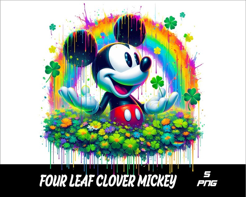 5 PNG Four Lea Clover Mickey Png Mouse Splash and Watercolor Png Mickey ...