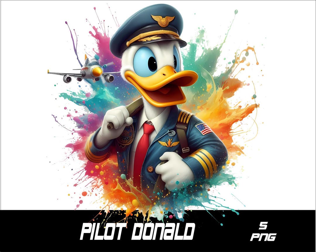 5 PNG Pilot Donald Png Splash and Watercolor Png Duck Transparent PNG ...