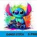 5 PNG Gamer Stitch Png Stitch Splash and Watercolor Png Gamer Stitch ...