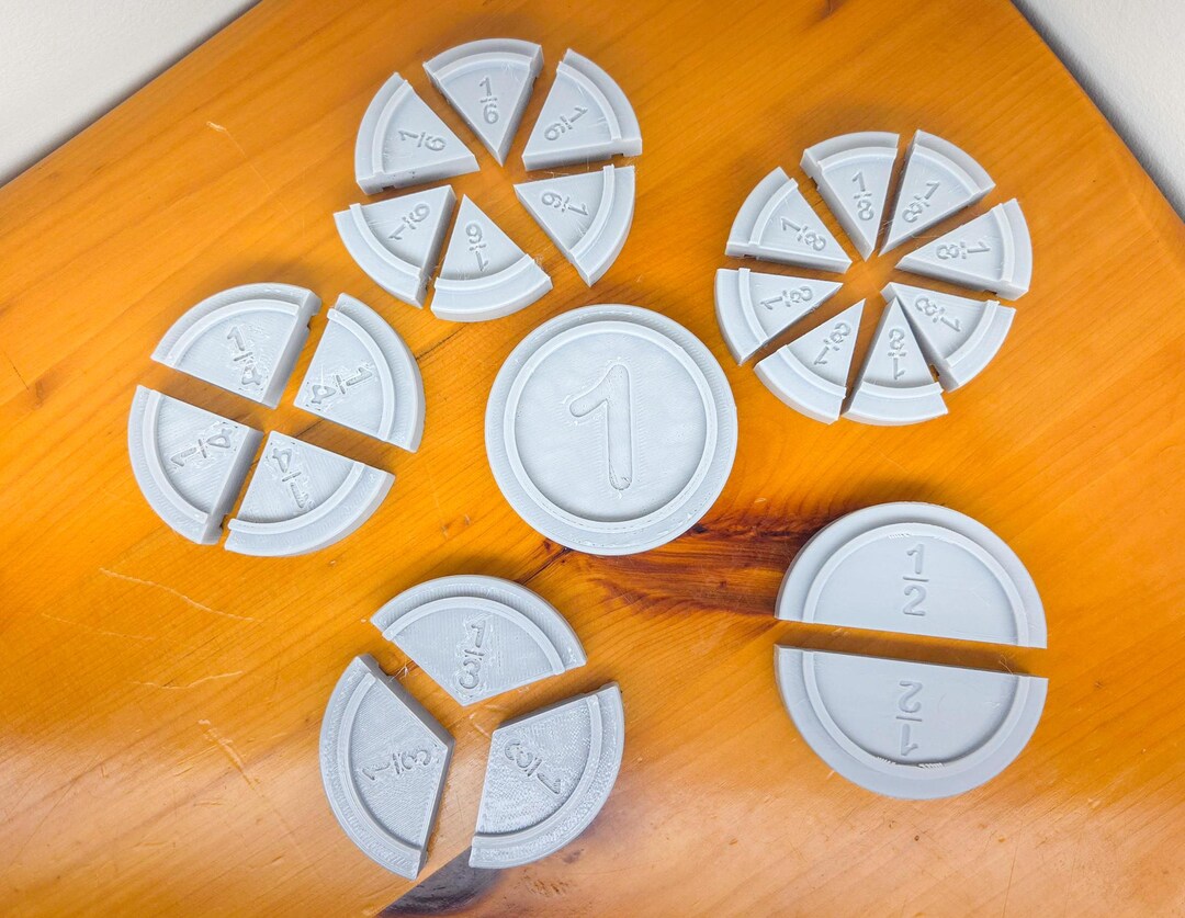 Stackable Fraction Tiles - 3D Printed 3" - Learn to Count - Number ...