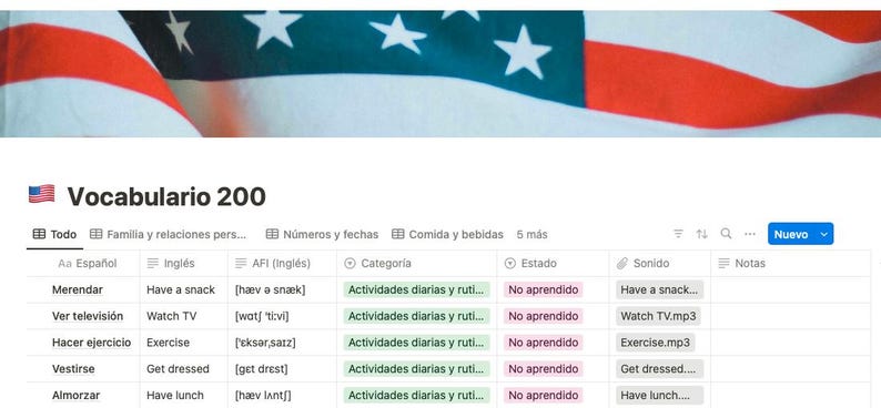 200-word Vocabulary for Learning English (for Spanish Speaker ...