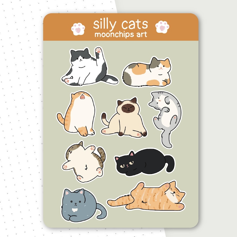 Silly Cats Sticker Sheet | for Planners and Journals - Etsy