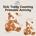 Sick Teddy Counting Game: Preschool Printable Activity (PDF) - Etsy
