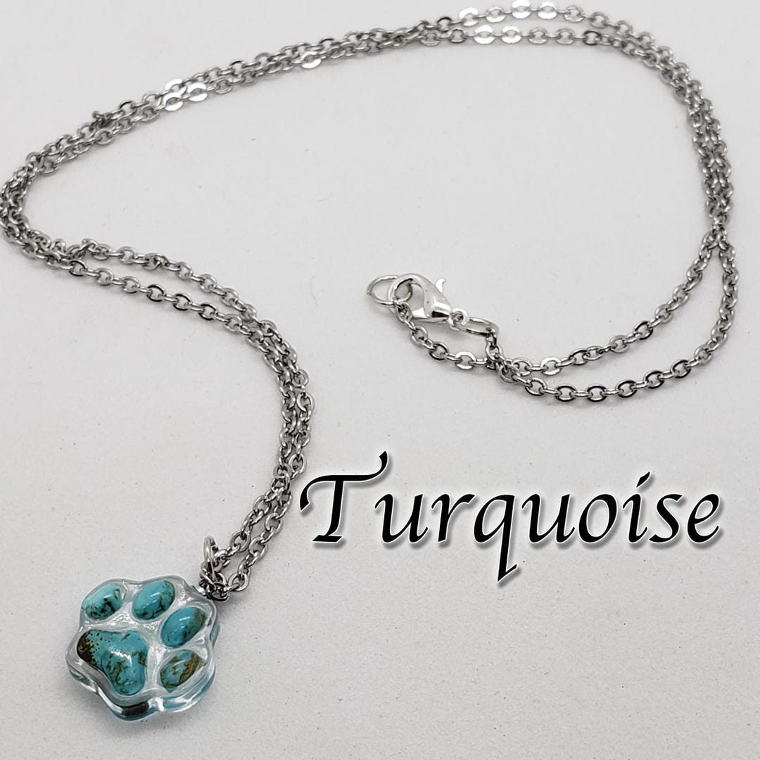 Turquoise Crystal Paw Necklace - Etsy